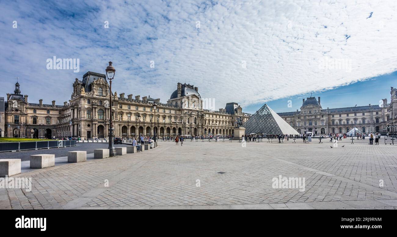Cour Carrée du Louvre, courtyard of the Louvre Palace with the glass ...
