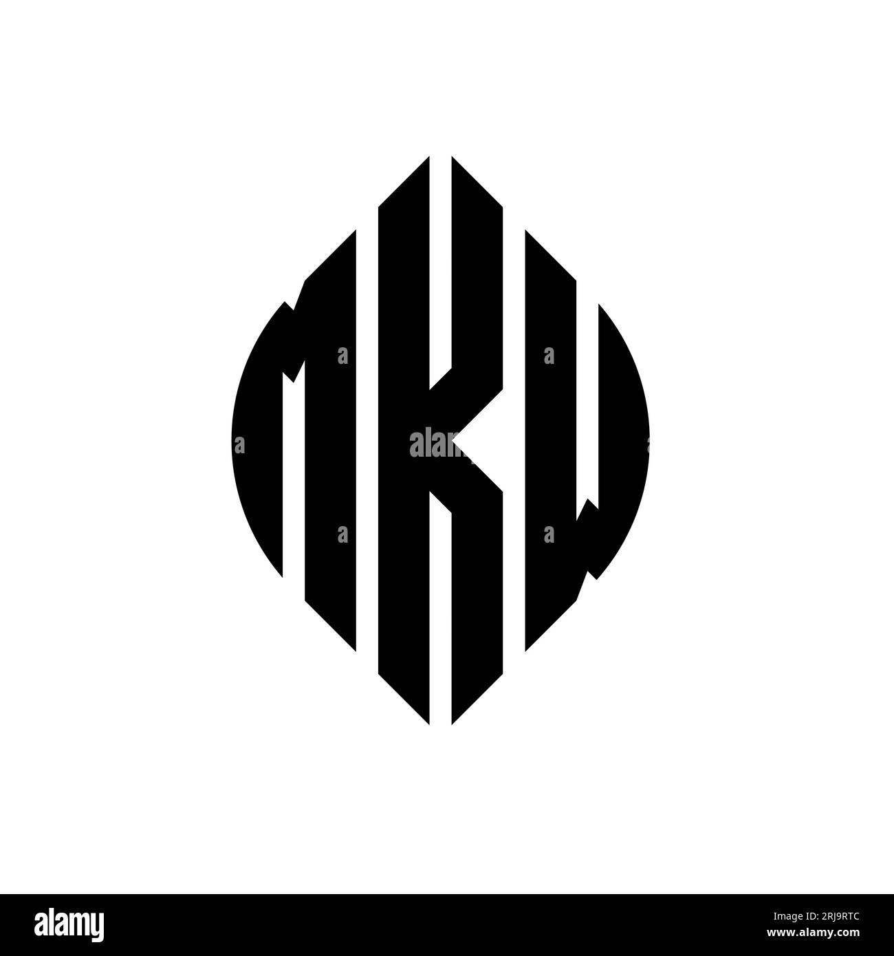 MKW circle letter logo design with circle and ellipse shape. MKW ...