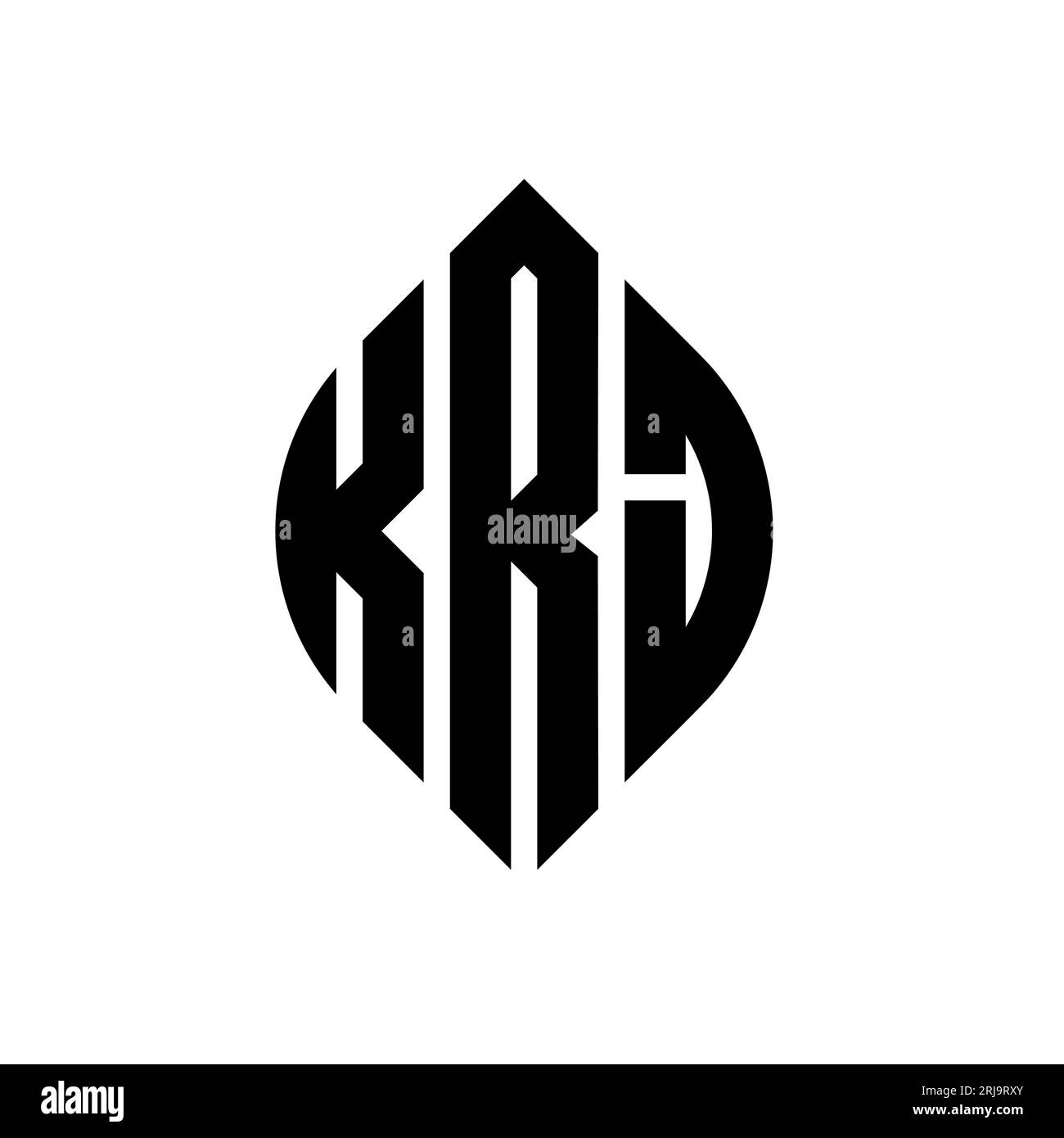 KRJ circle letter logo design with circle and ellipse shape. KRJ ...