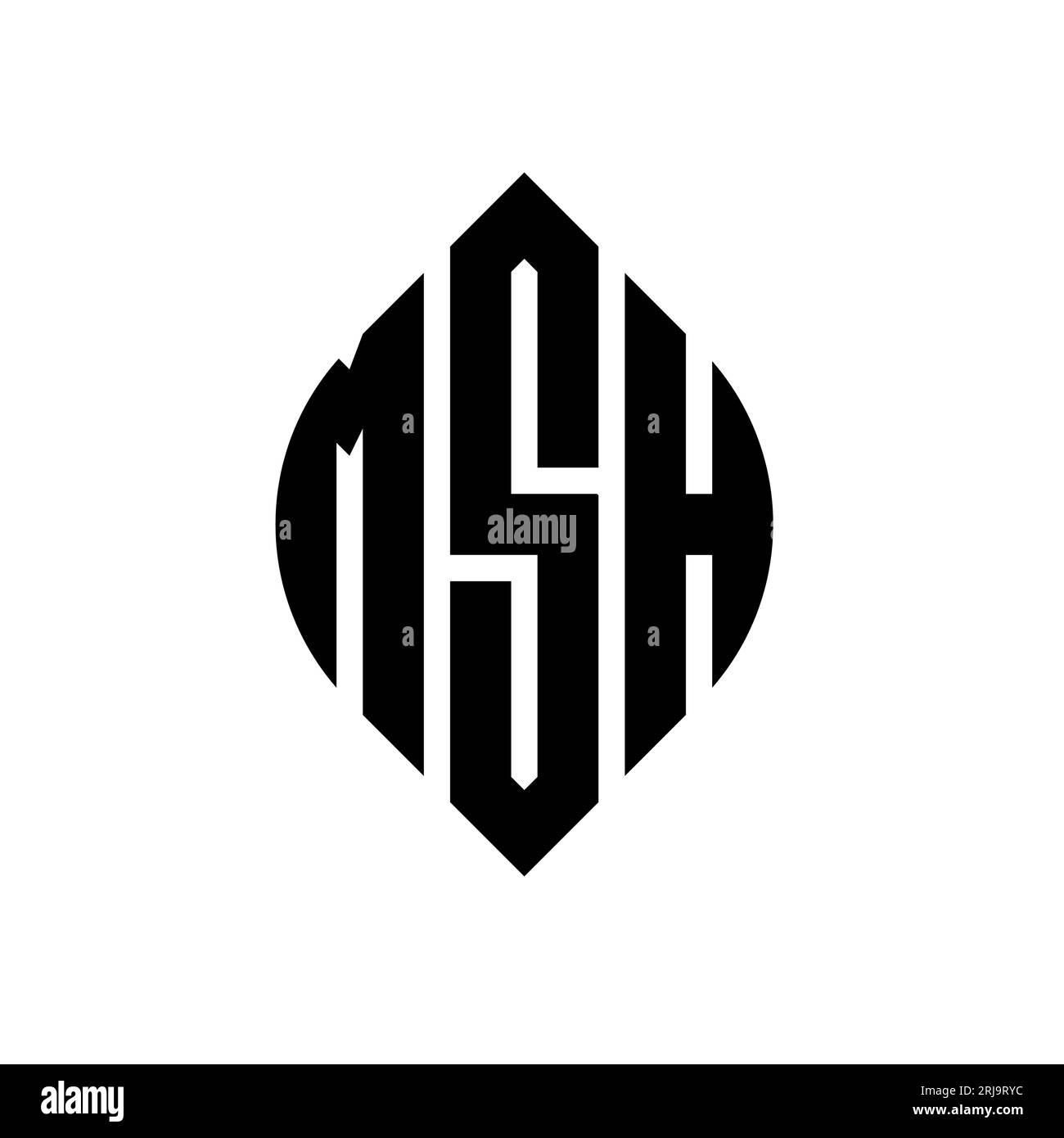 MSH circle letter logo design with circle and ellipse shape. MSH ...
