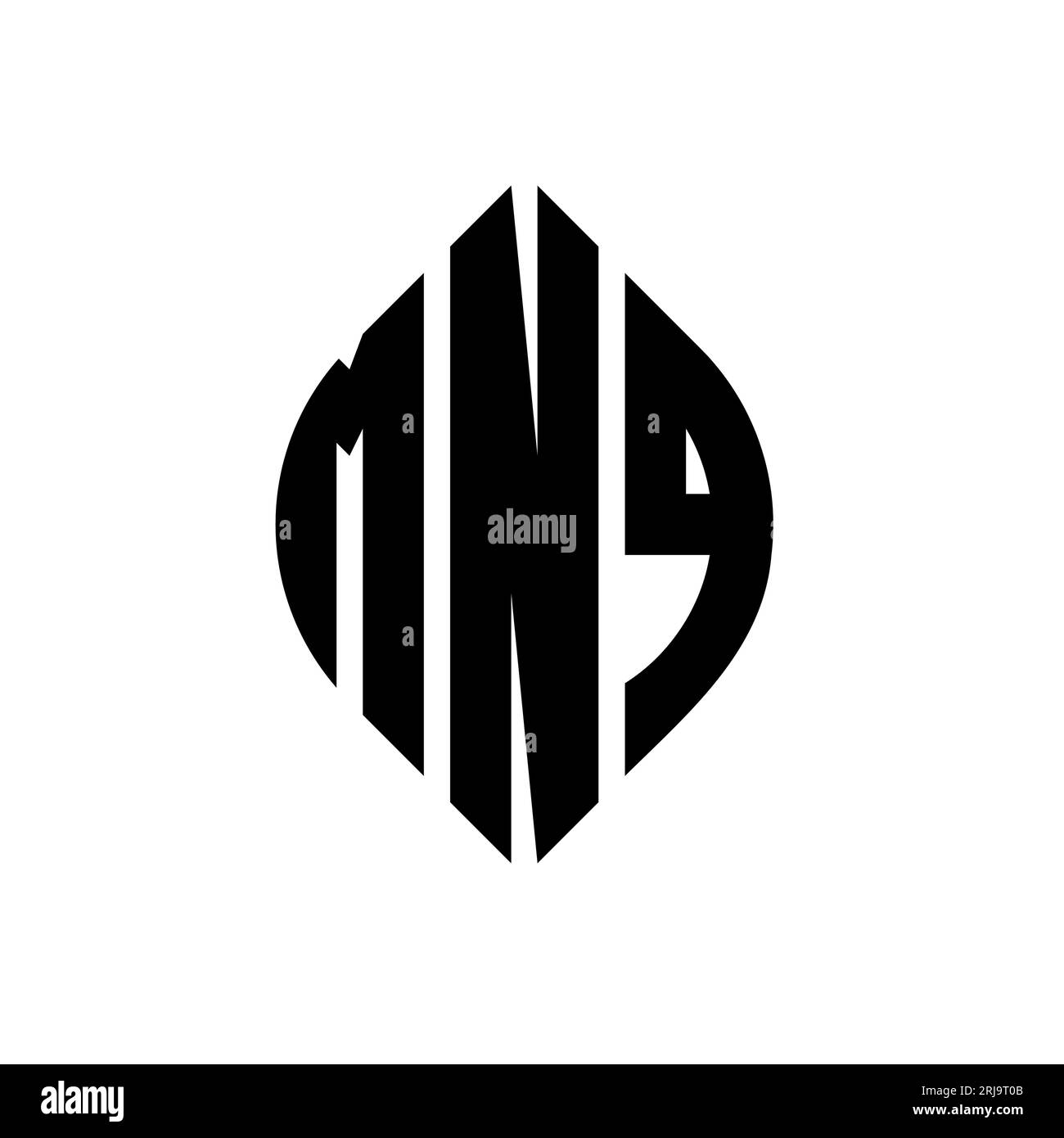MNQ circle letter logo design with circle and ellipse shape. MNQ ...