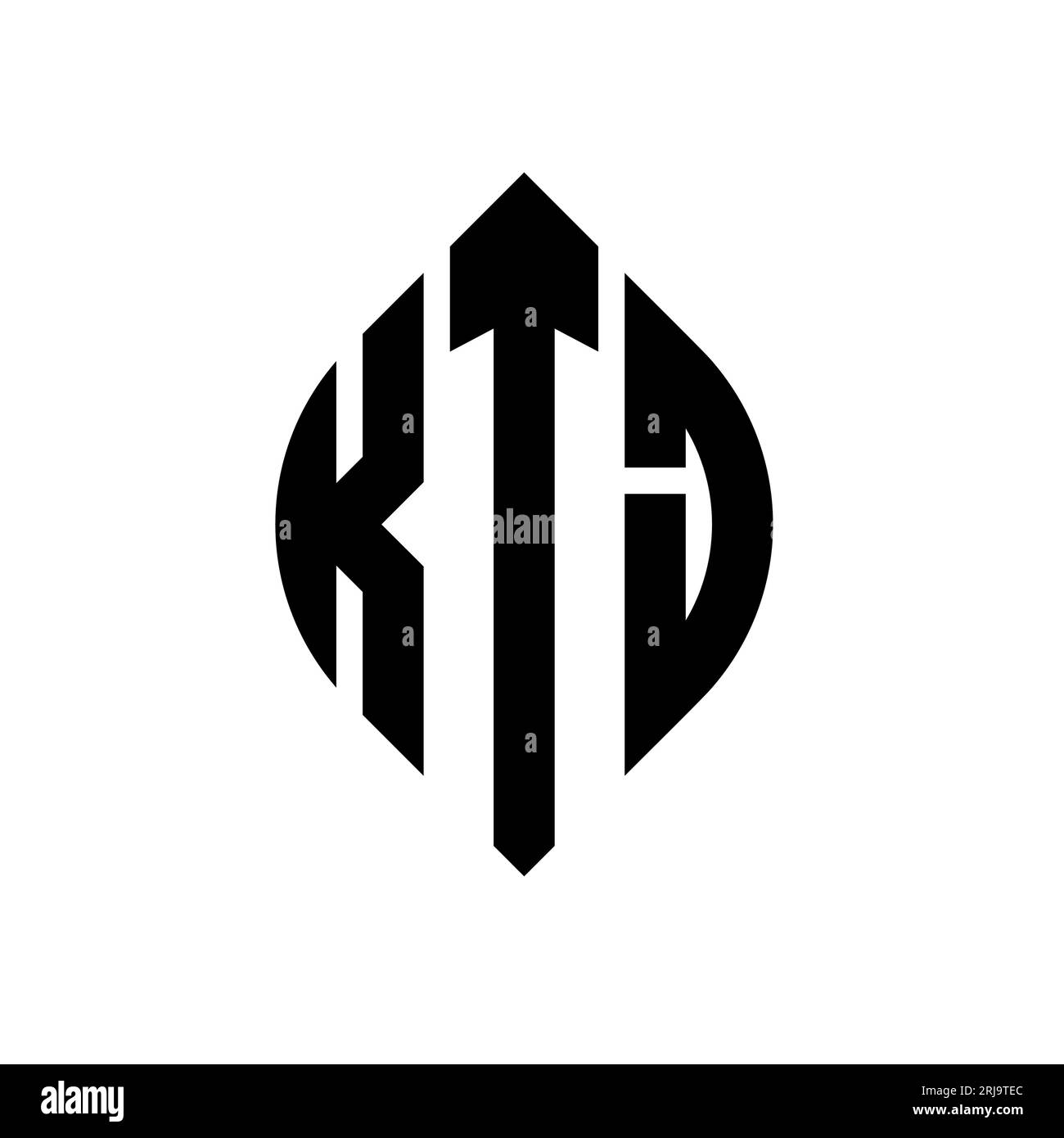 KTJ circle letter logo design with circle and ellipse shape. KTJ ...