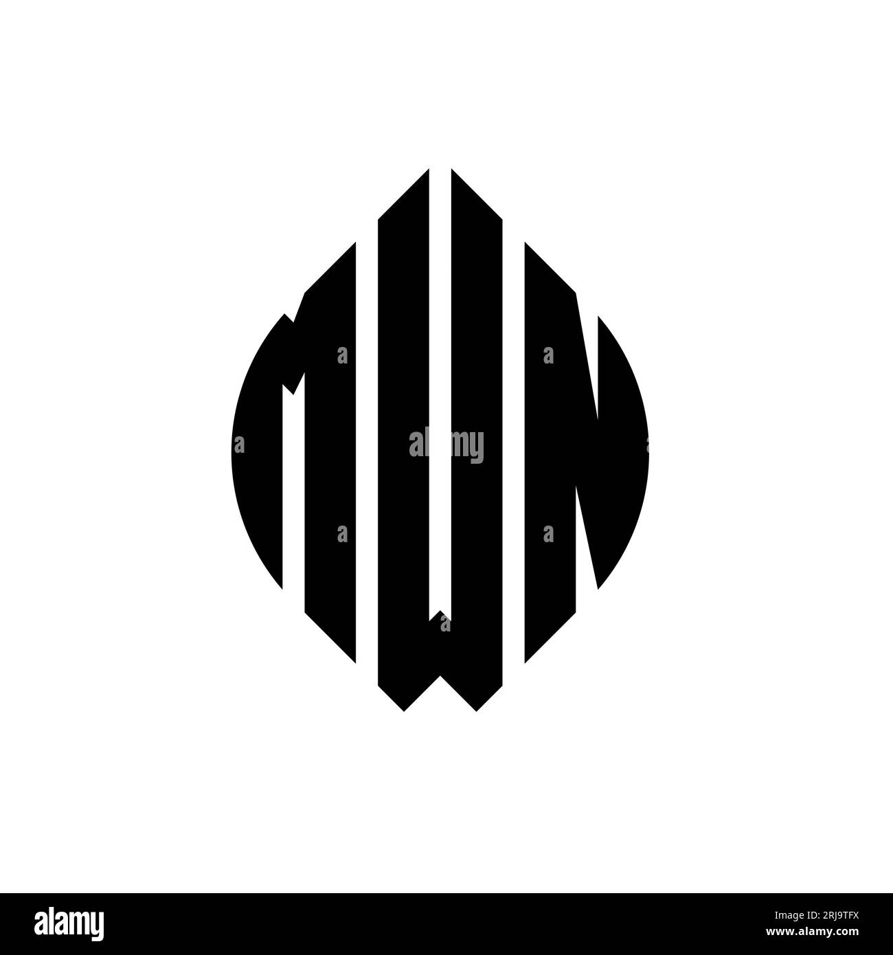 MWN circle letter logo design with circle and ellipse shape. MWN ...