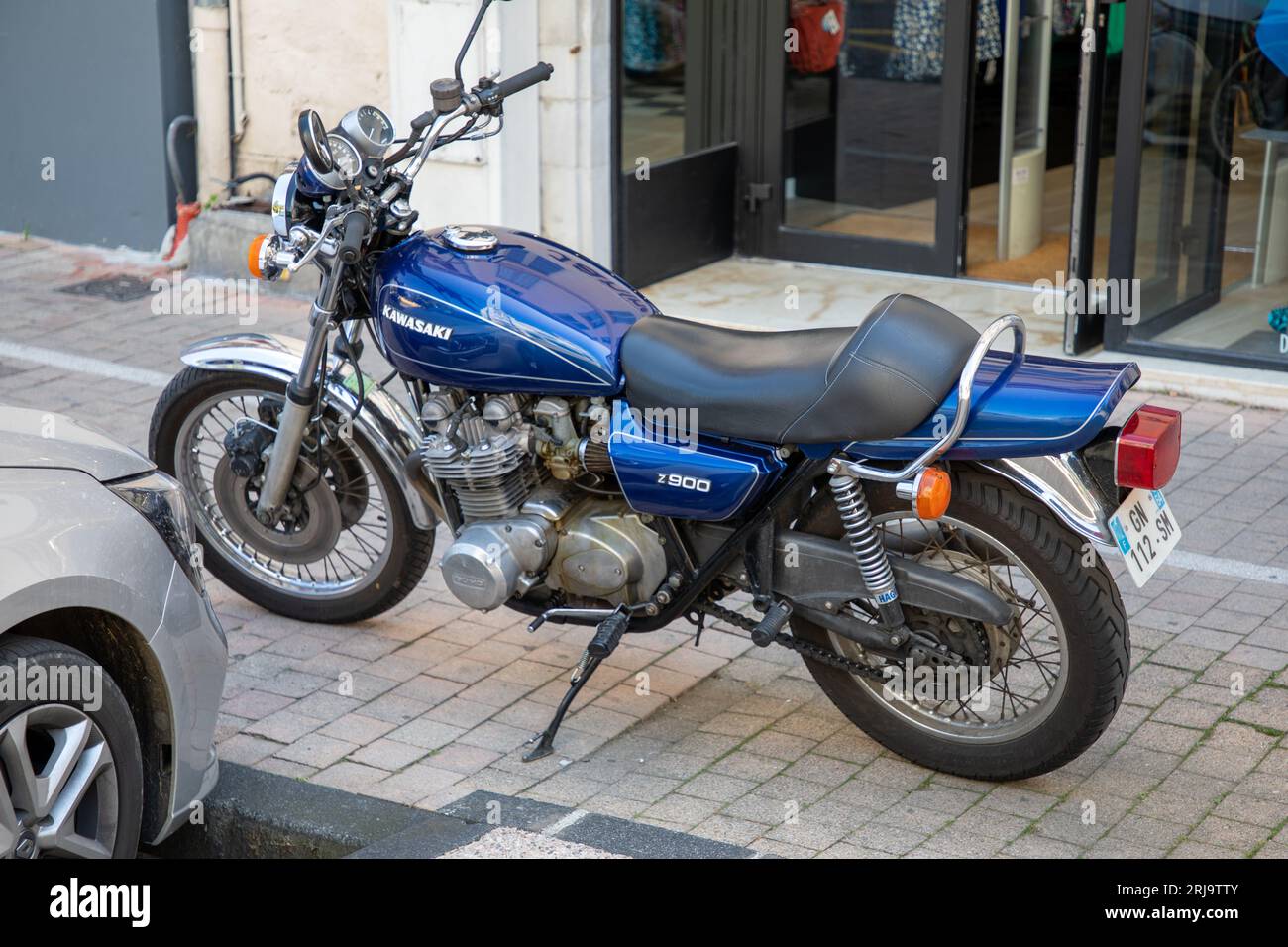 Bordeaux , France - 08 19 2023 : Kawasaki z900 text brand of motorcycle ...