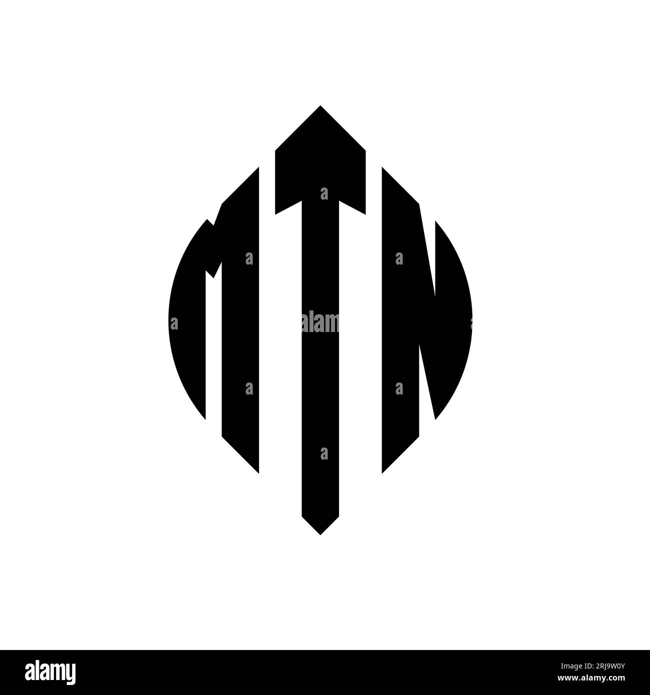 MTN circle letter logo design with circle and ellipse shape. MTN ...