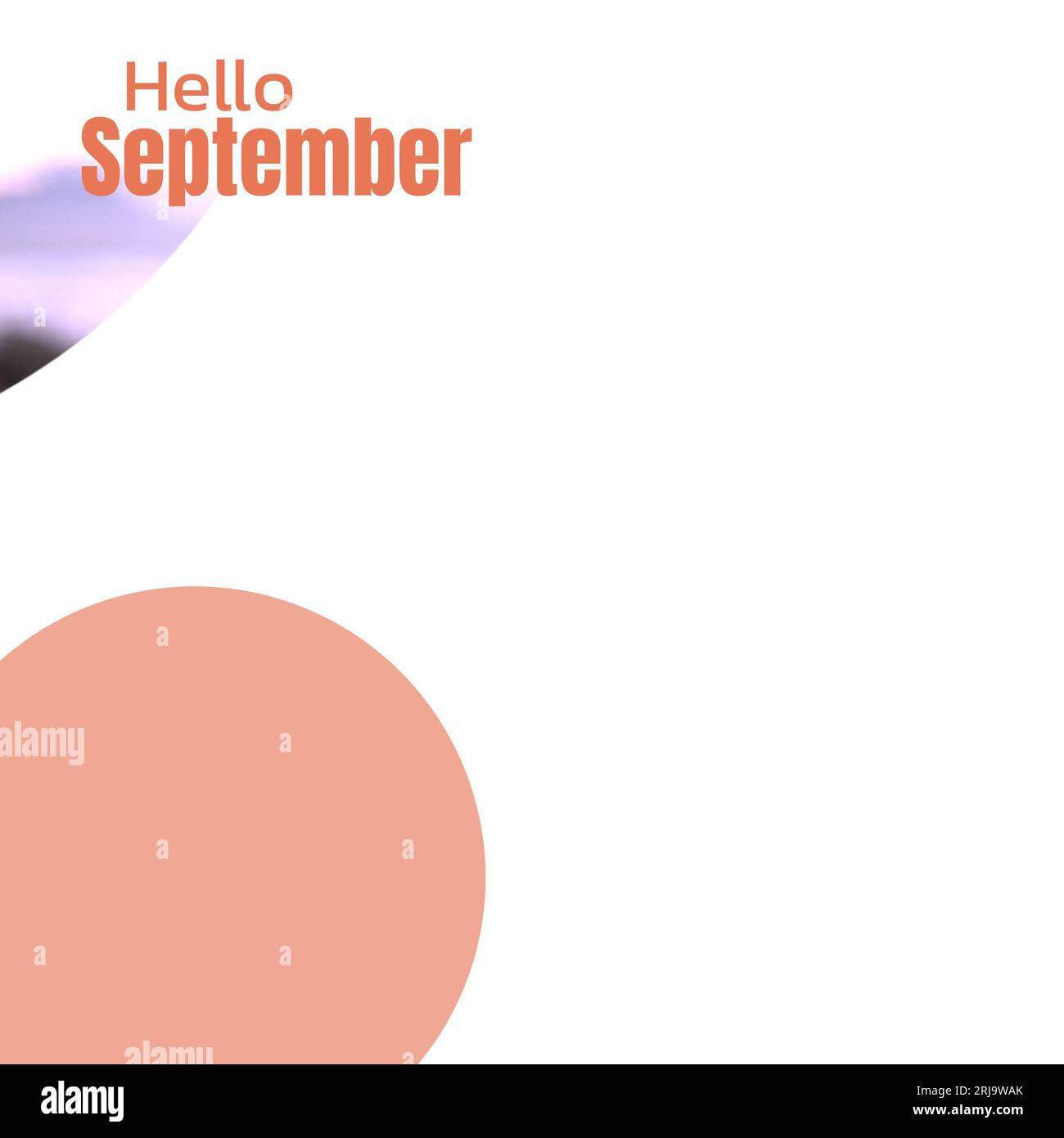 Composite of hello september text over orange circle and copy space on ...