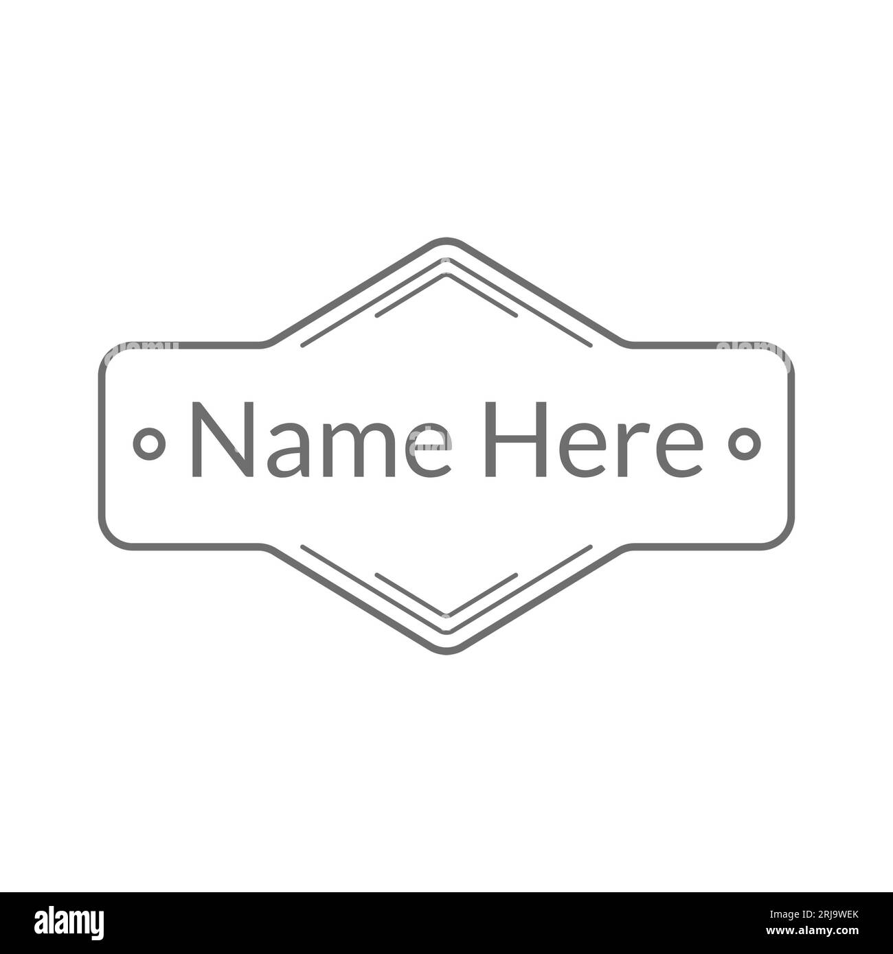 Illustration of name here text with board sign over white background ...
