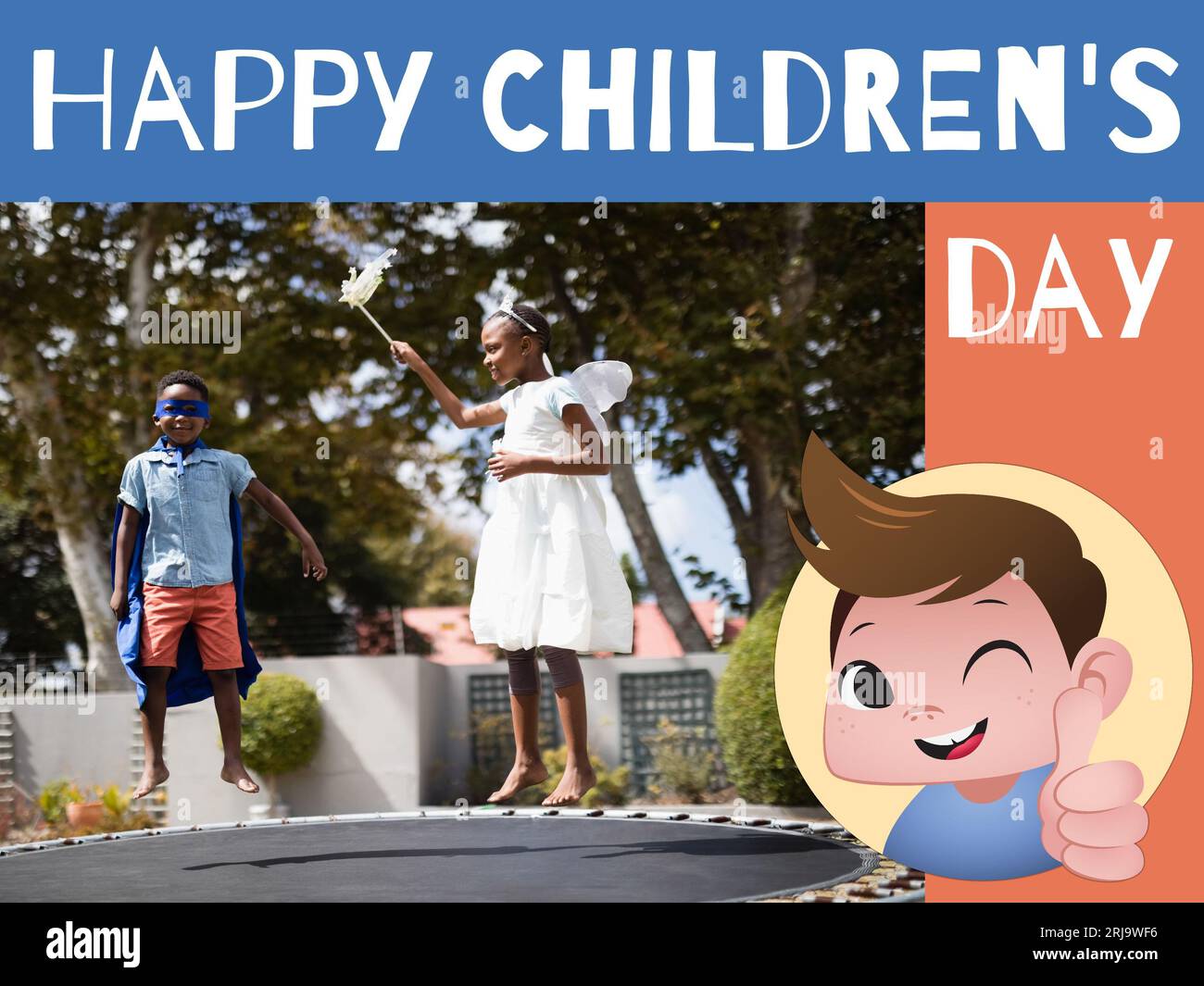 Composition of happy children's day text and afrcian american children ...