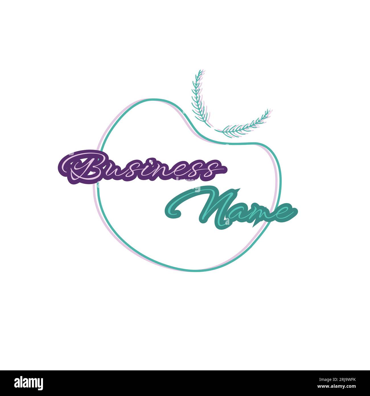 Illustration of business name text with leaves and abstract pattern on ...