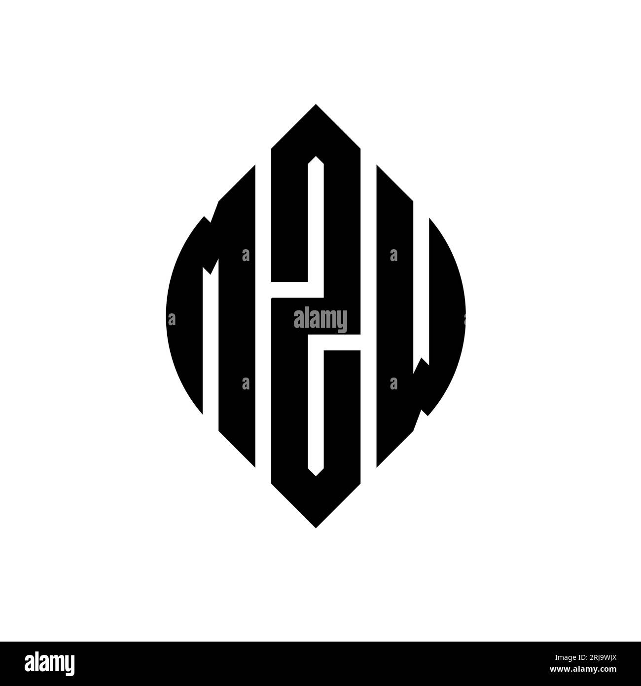 MZW circle letter logo design with circle and ellipse shape. MZW ...