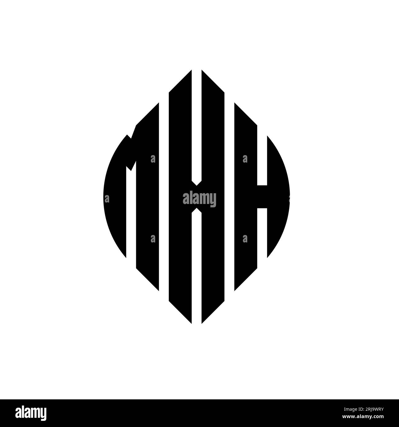 MXH circle letter logo design with circle and ellipse shape. MXH ...