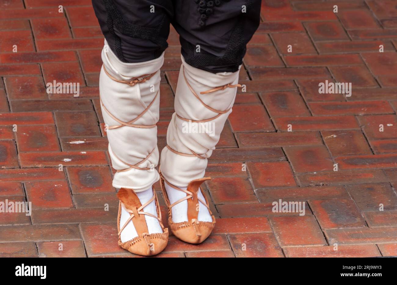 Traditional greek shoes with hide shoe lace Stock Photo - Alamy