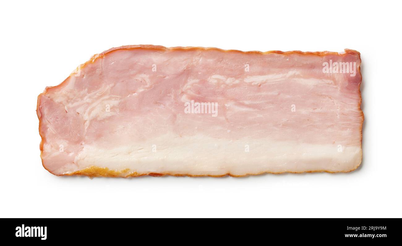 smoked pork bacon slice isolated on white background, top view Stock ...