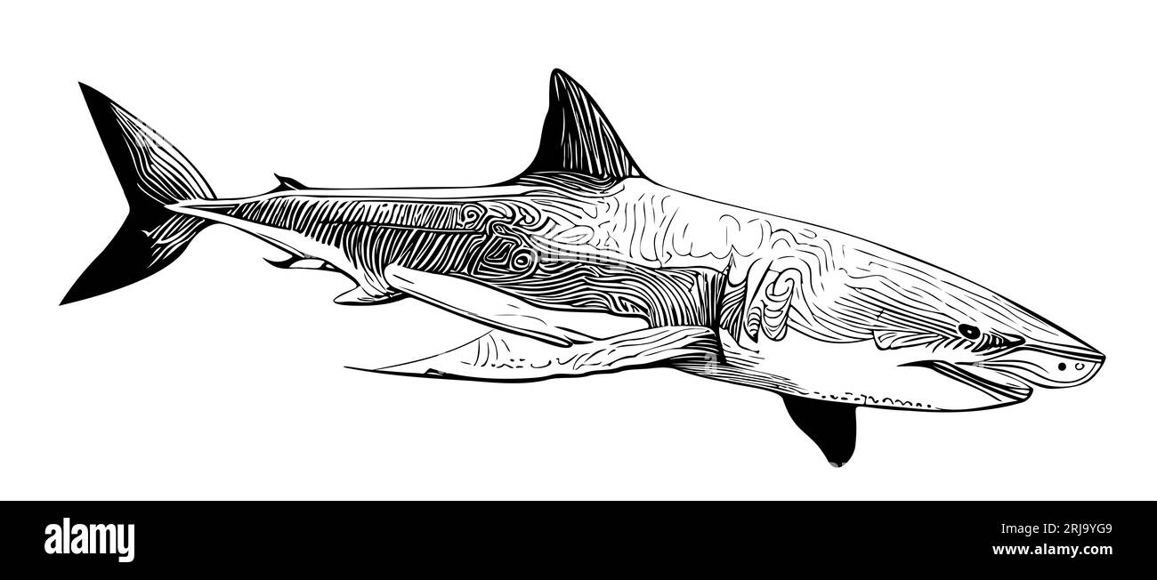 Shark hand drawn sketch in doodle style.Sea animals Stock Photo - Alamy