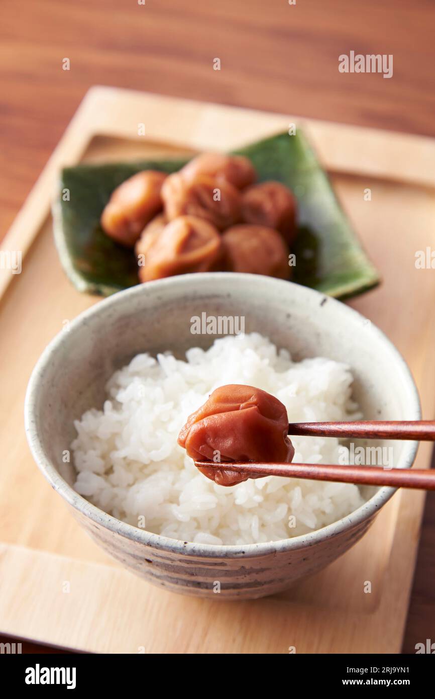 Rice with pickled plums Stock Photo - Alamy