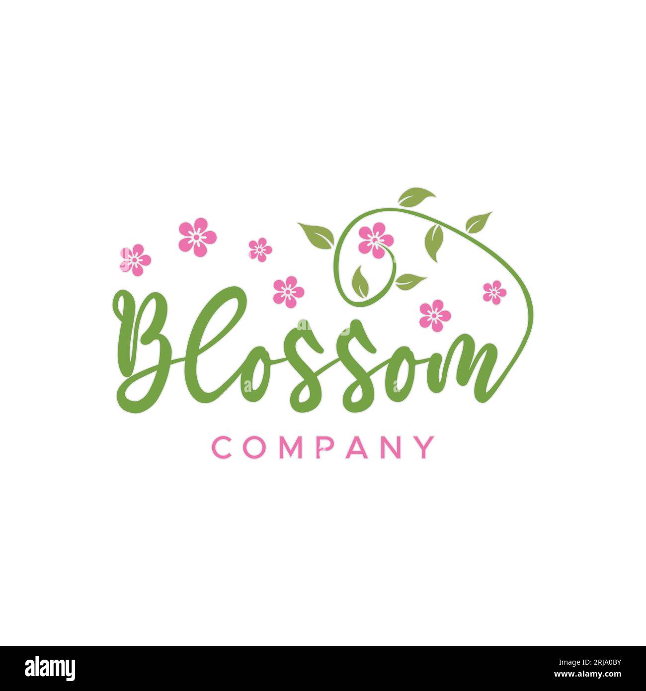 Blossom Typography Logo With Plants And Flowers Ornaments Inspirational ...