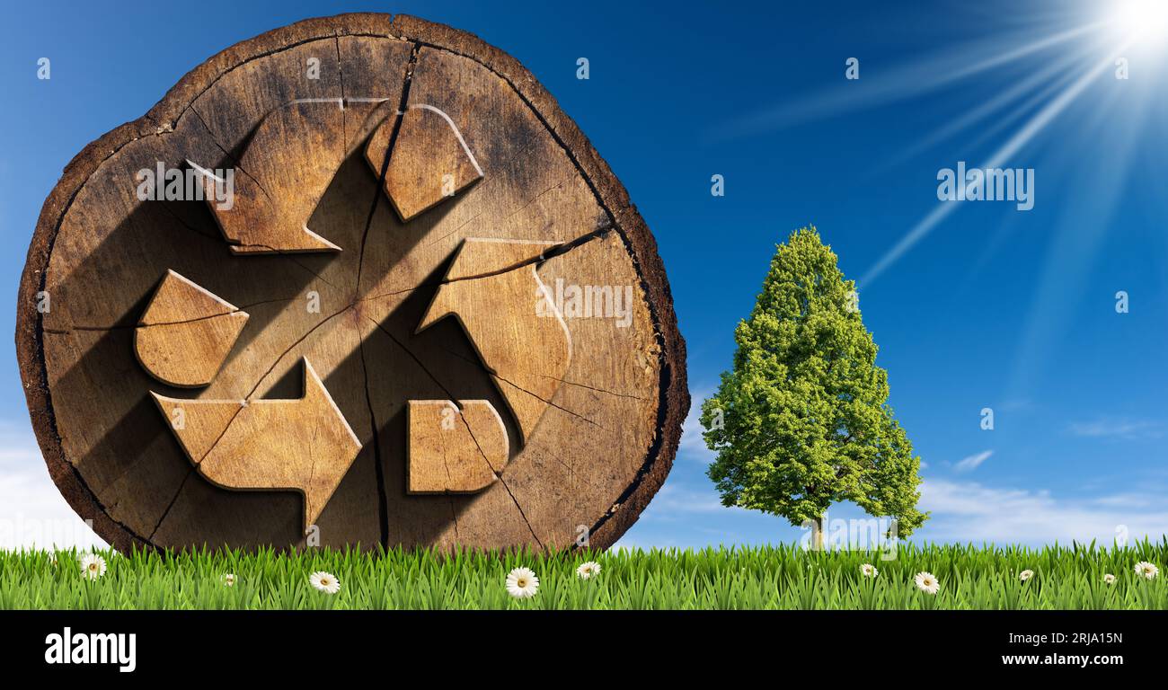 Sustainable Resources and Zero Waste concept. Cross section of a tree ...