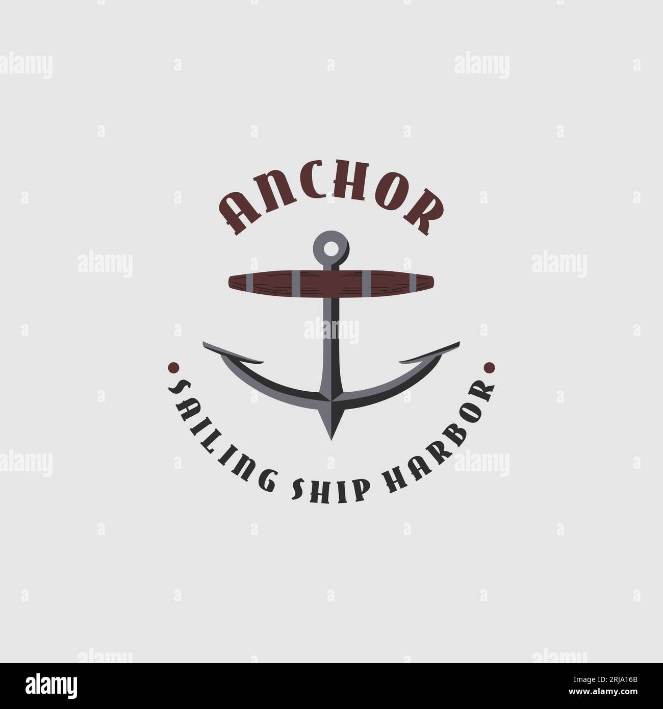 Vintage Anchor Logo For Sailing Ship Harbour Nautical Design ...