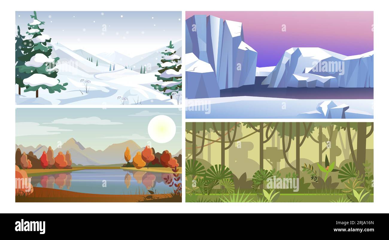 Nature views flat vector illustration set Stock Vector Image & Art - Alamy
