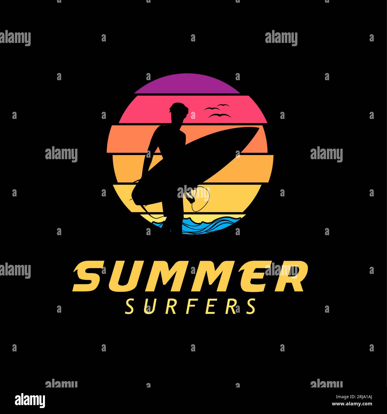 Surfboard in sunset california Stock Vector Images - Alamy