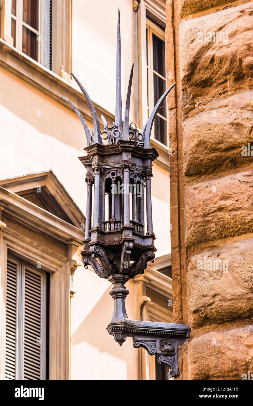 Magnificent lantern on the corner of the Palazzo Strozzi, Florence ...
