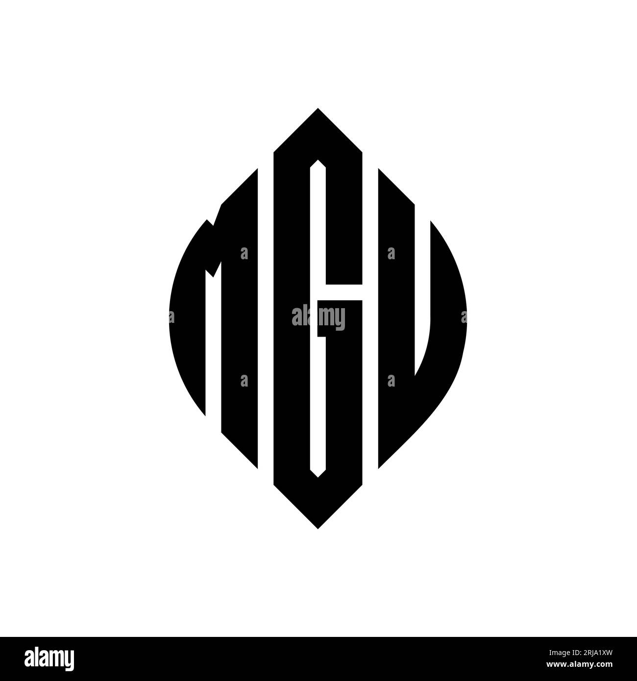 MGU circle letter logo design with circle and ellipse shape. MGU ...