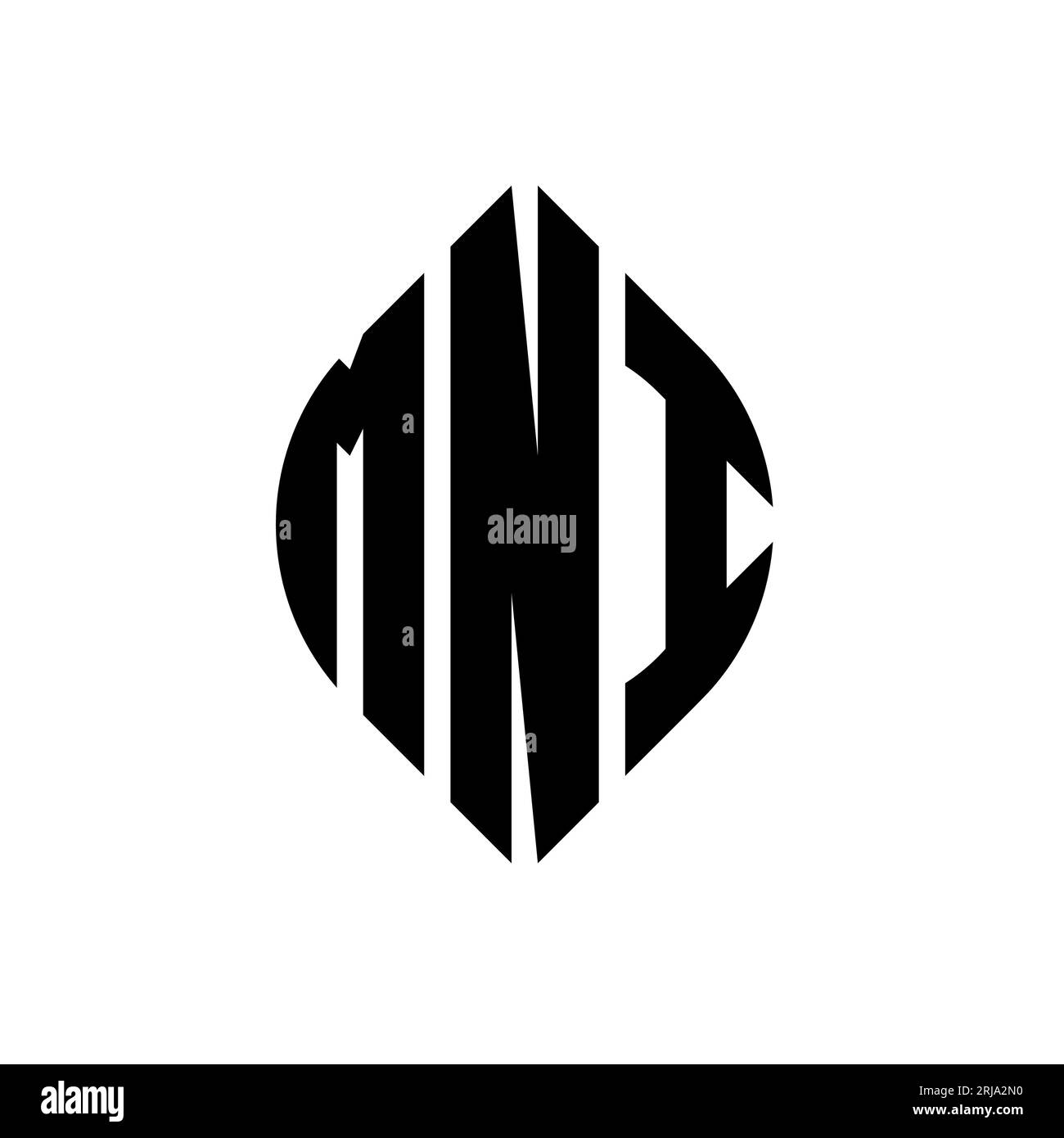 MNI circle letter logo design with circle and ellipse shape. MNI ...