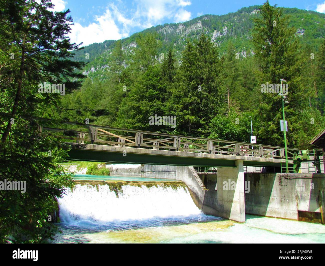 Bridge and a small hydroelectric power plant at Triglavska Bistrica ...