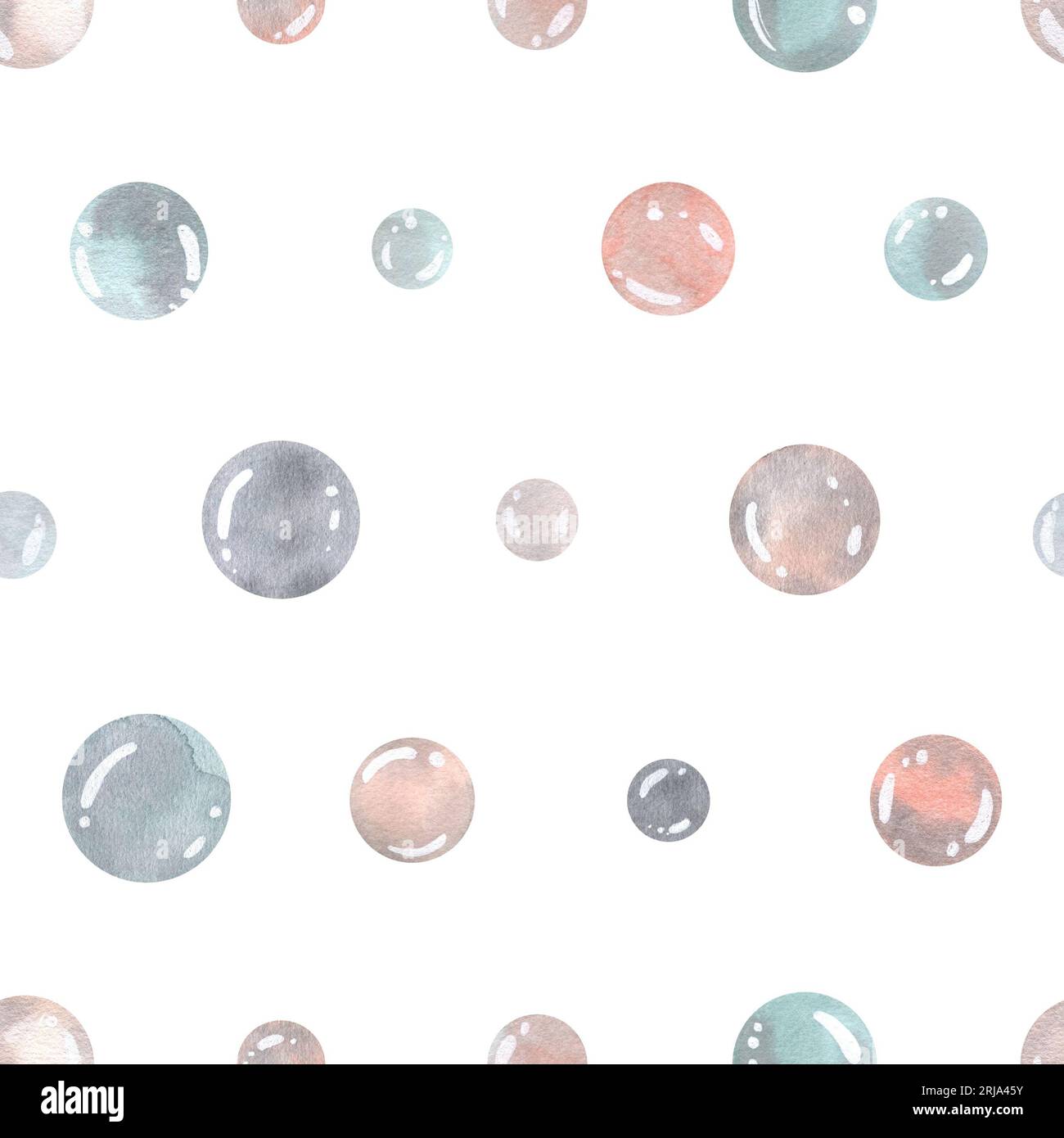 Bubbles of water in blue and coral color on a white background ...