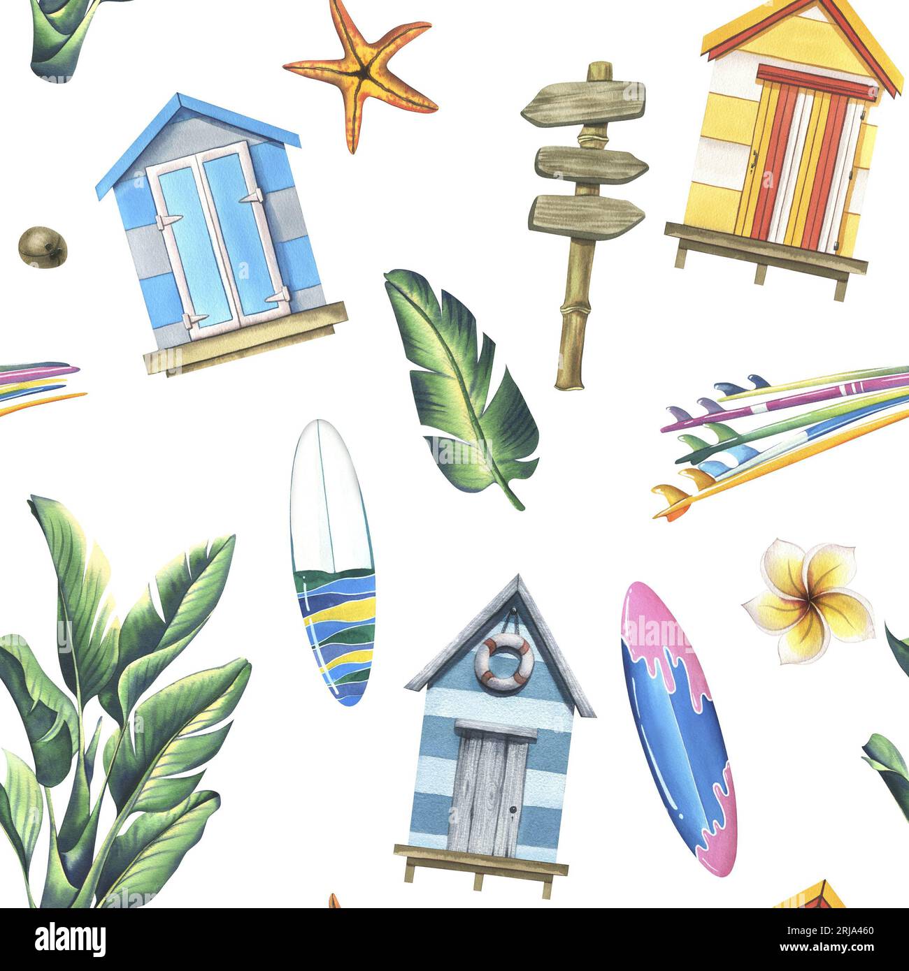 Houses beach watercolor hi-res stock photography and images - Alamy