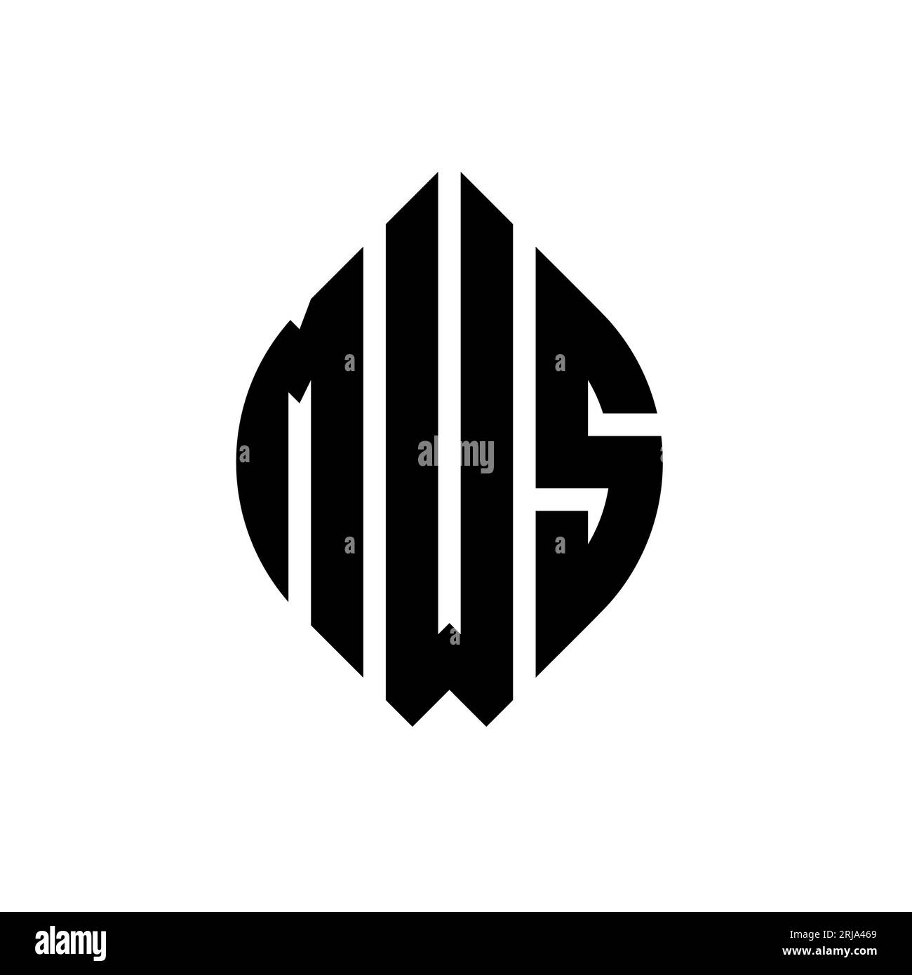 MWS circle letter logo design with circle and ellipse shape. MWS ...