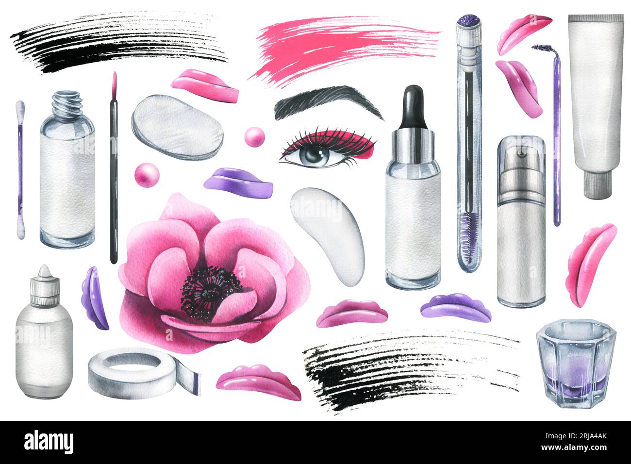 Set of professional cosmetics and tools for makers of lamination ...