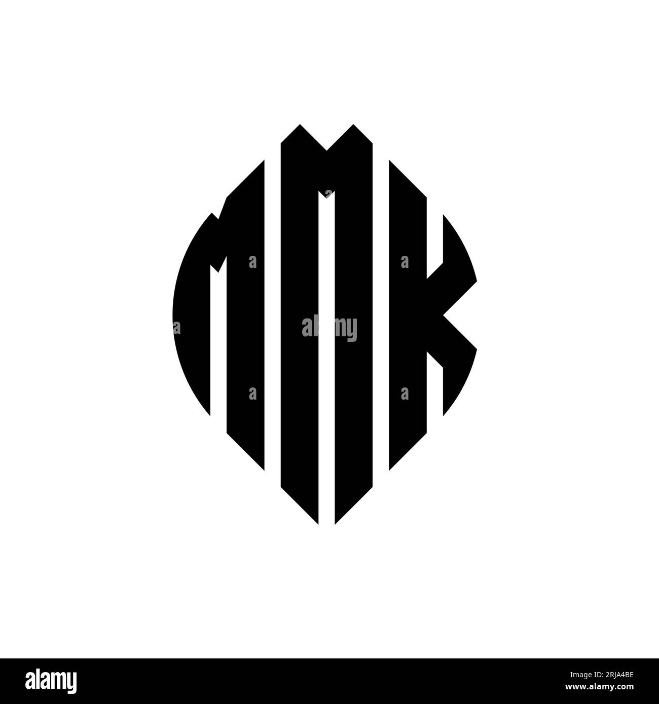 MMK circle letter logo design with circle and ellipse shape. MMK ...