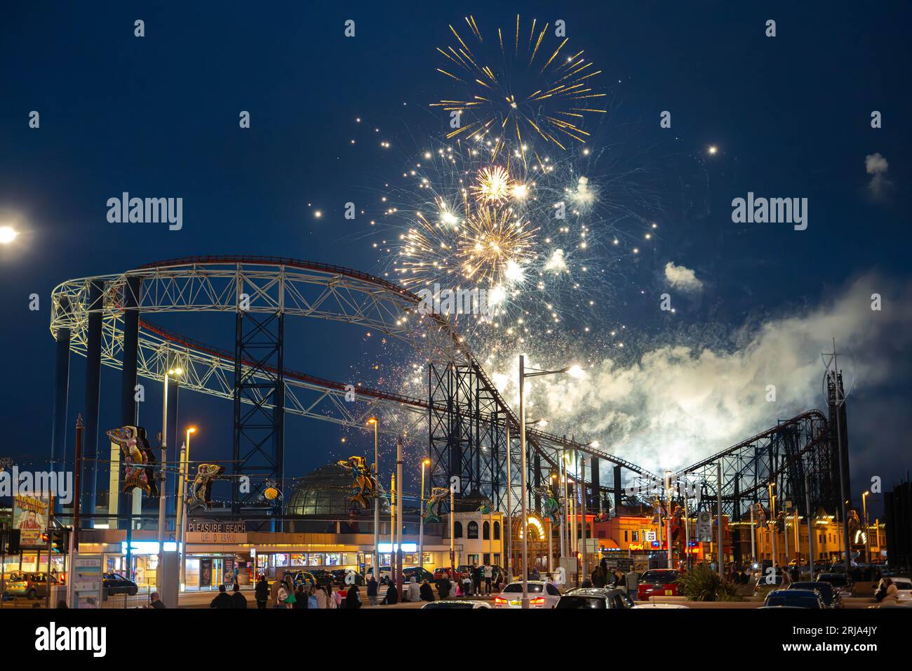 Blackpool Pleasure Beach Fireworks Stock Photo - Alamy