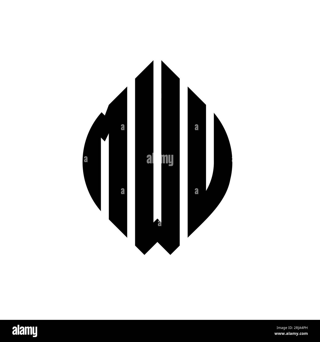 MWU circle letter logo design with circle and ellipse shape. MWU ...