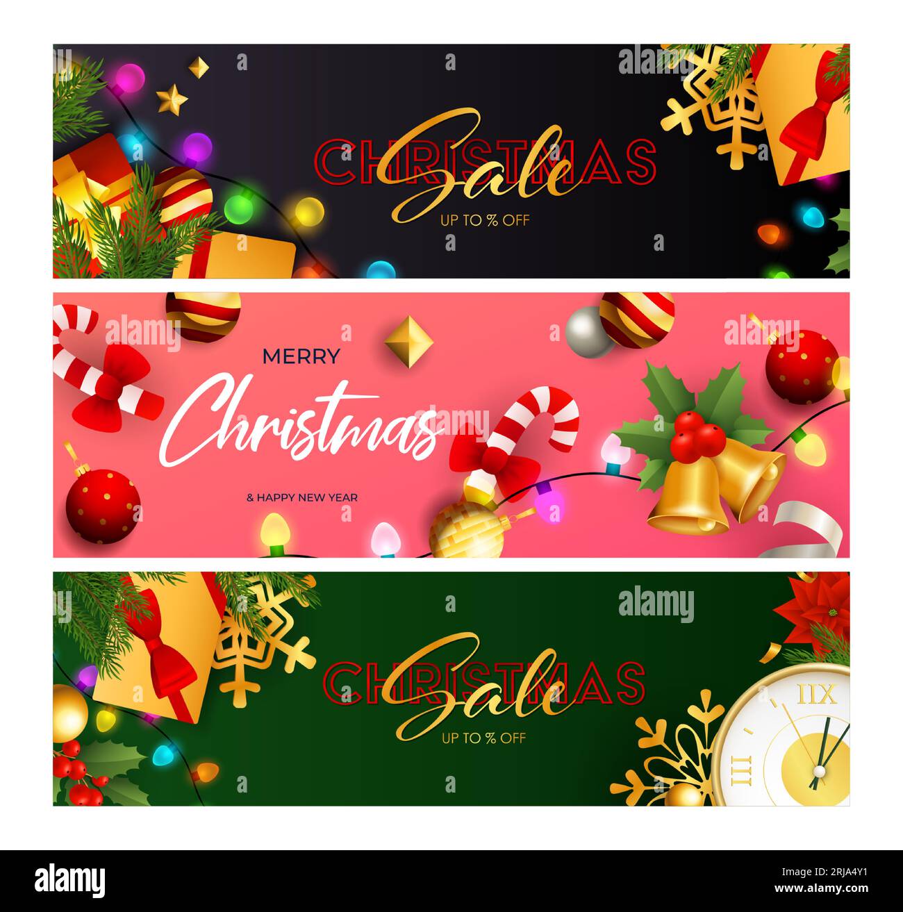 Christmas banner fir garlands Stock Vector Images - Alamy