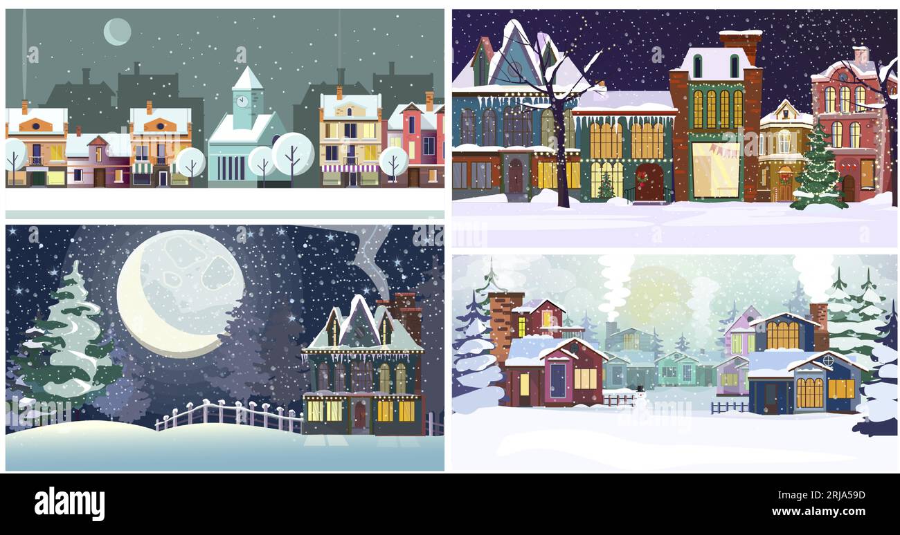 Winter town view Cut Out Stock Images & Pictures - Alamy