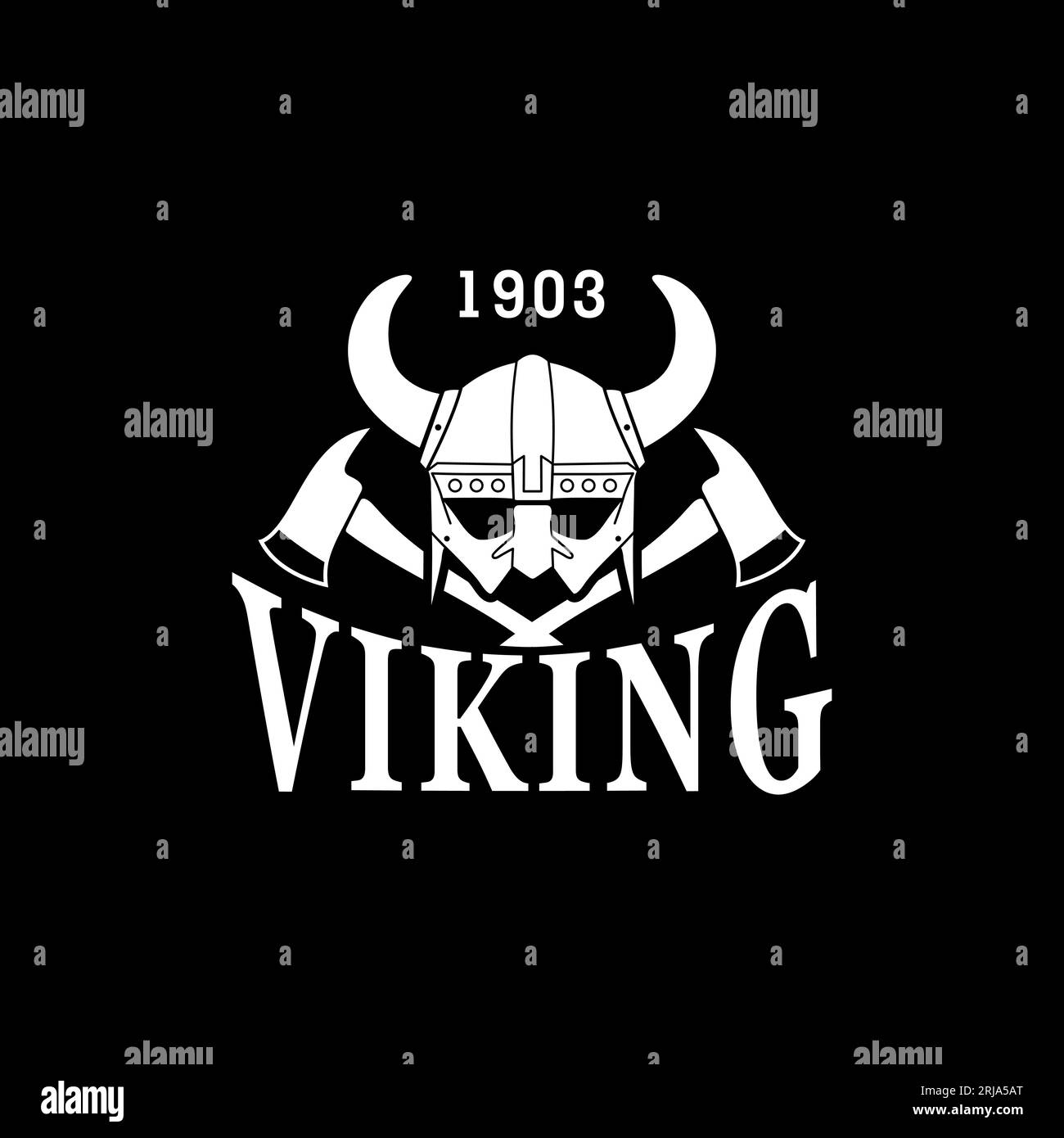 Vintage Viking Helmet Illustration With Crossed Axe Vector Design ...