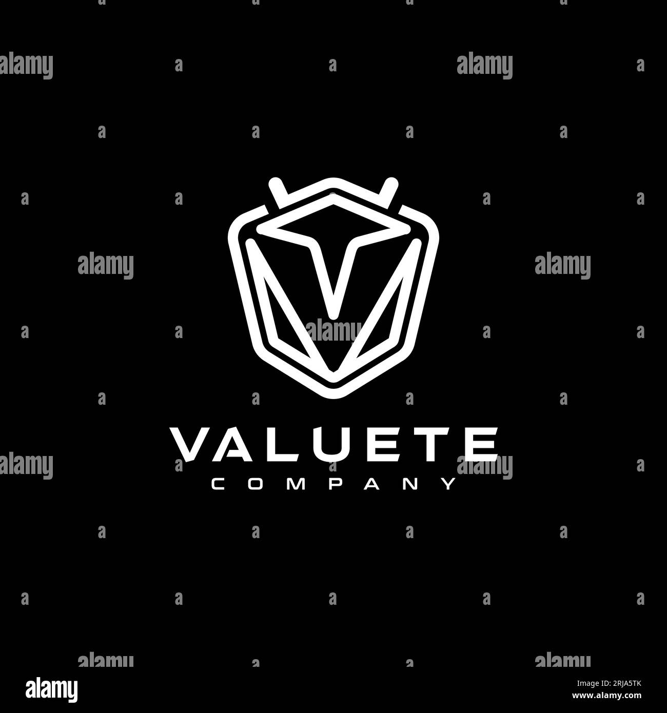 Letter V Shield logo design with minimalist simple line art style Stock ...