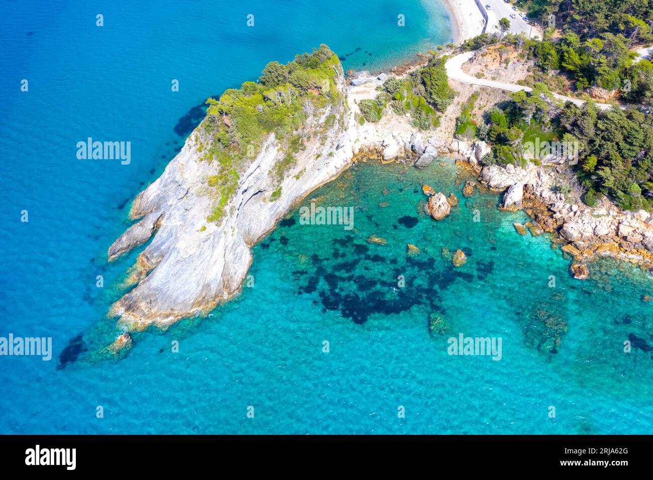 View of Potami beach with azure sea water, Samos island, Greece Stock ...