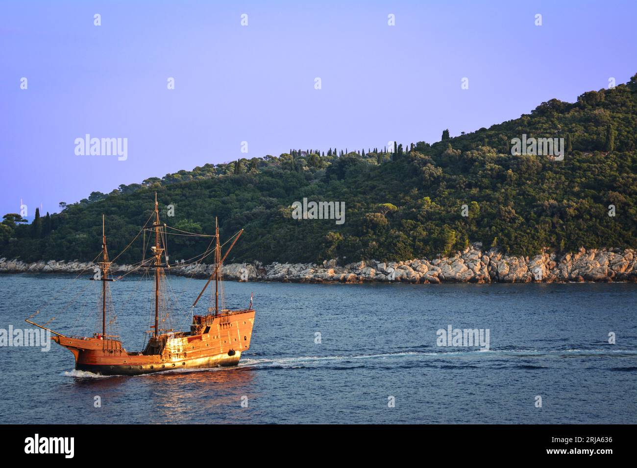 Karaka Boat Sailing by Lokrum Island - Dubrovnik, Croatia Stock Photo ...