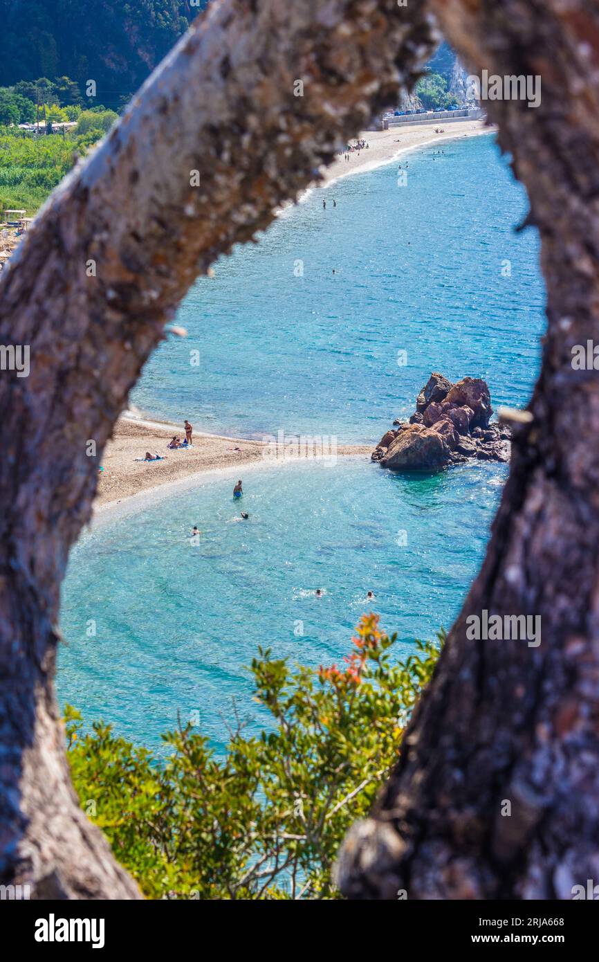 View of Potami beach with azure sea water, Samos island, Greece Stock ...