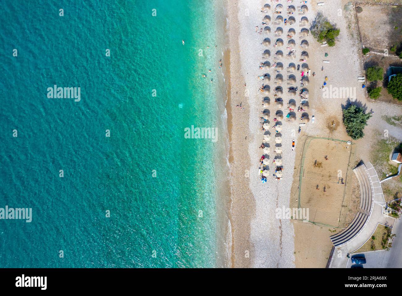 View of Potami beach with azure sea water, Samos island, Greece Stock ...