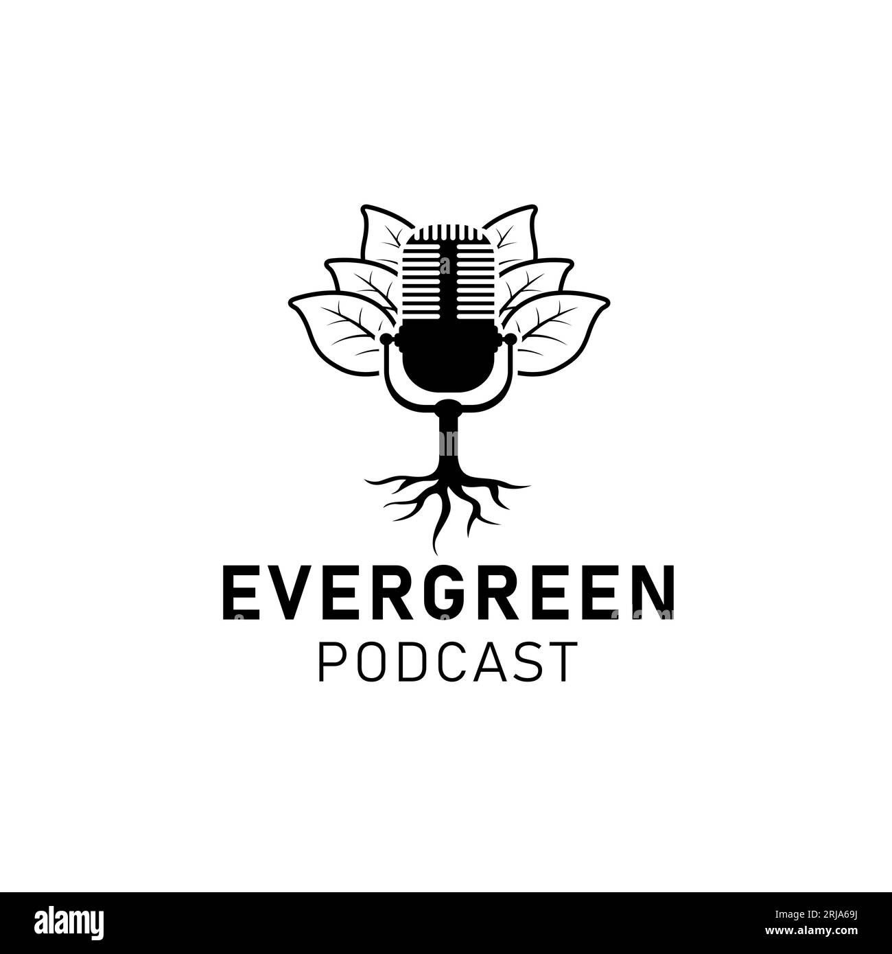 Mic Microphone Leaf and Root for Business Podcast Logo design vector ...