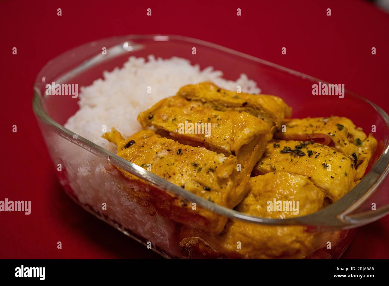 Delicious bento with eggs bacon and rice Stock Photo - Alamy