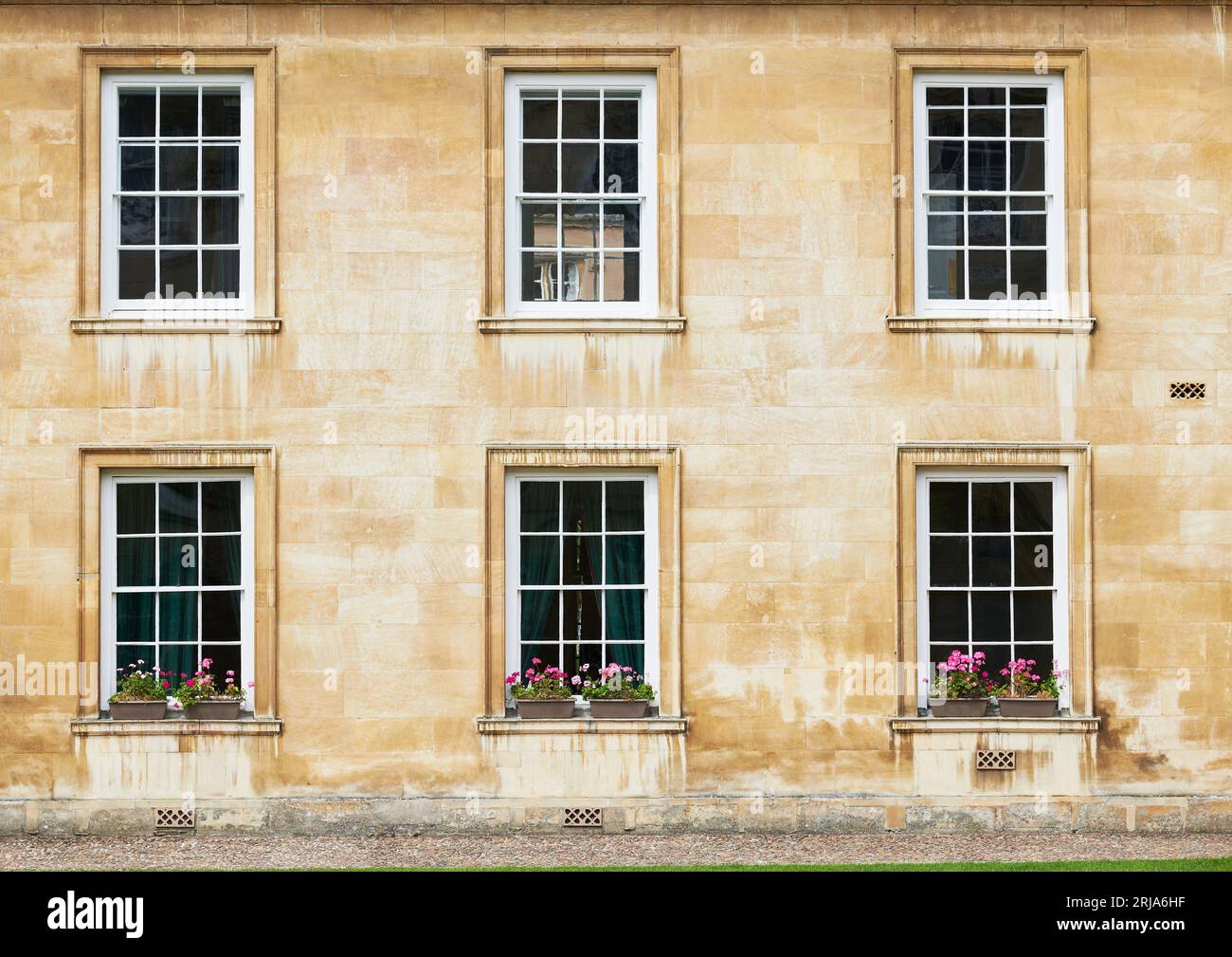 Trio of windows on a building at Front Court at Emmanuel College ...