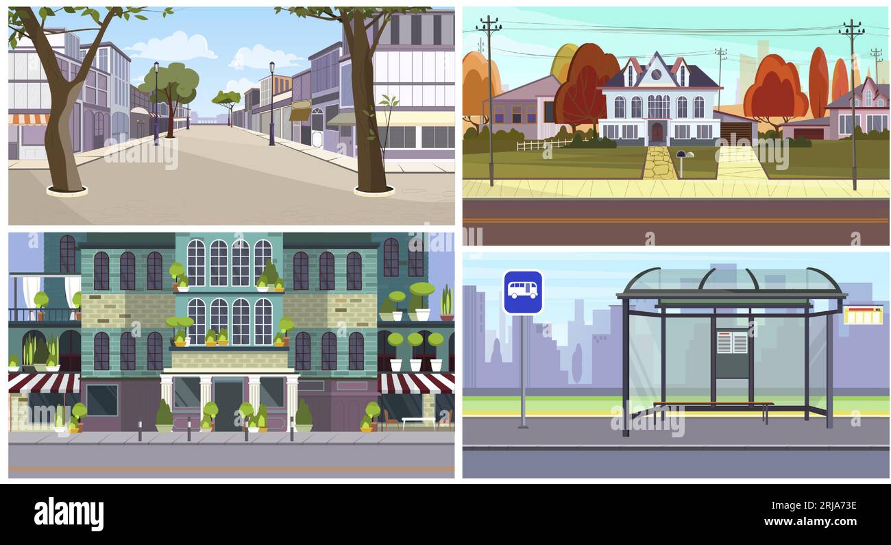 City infrastructure flat vector illustration set Stock Vector Image ...