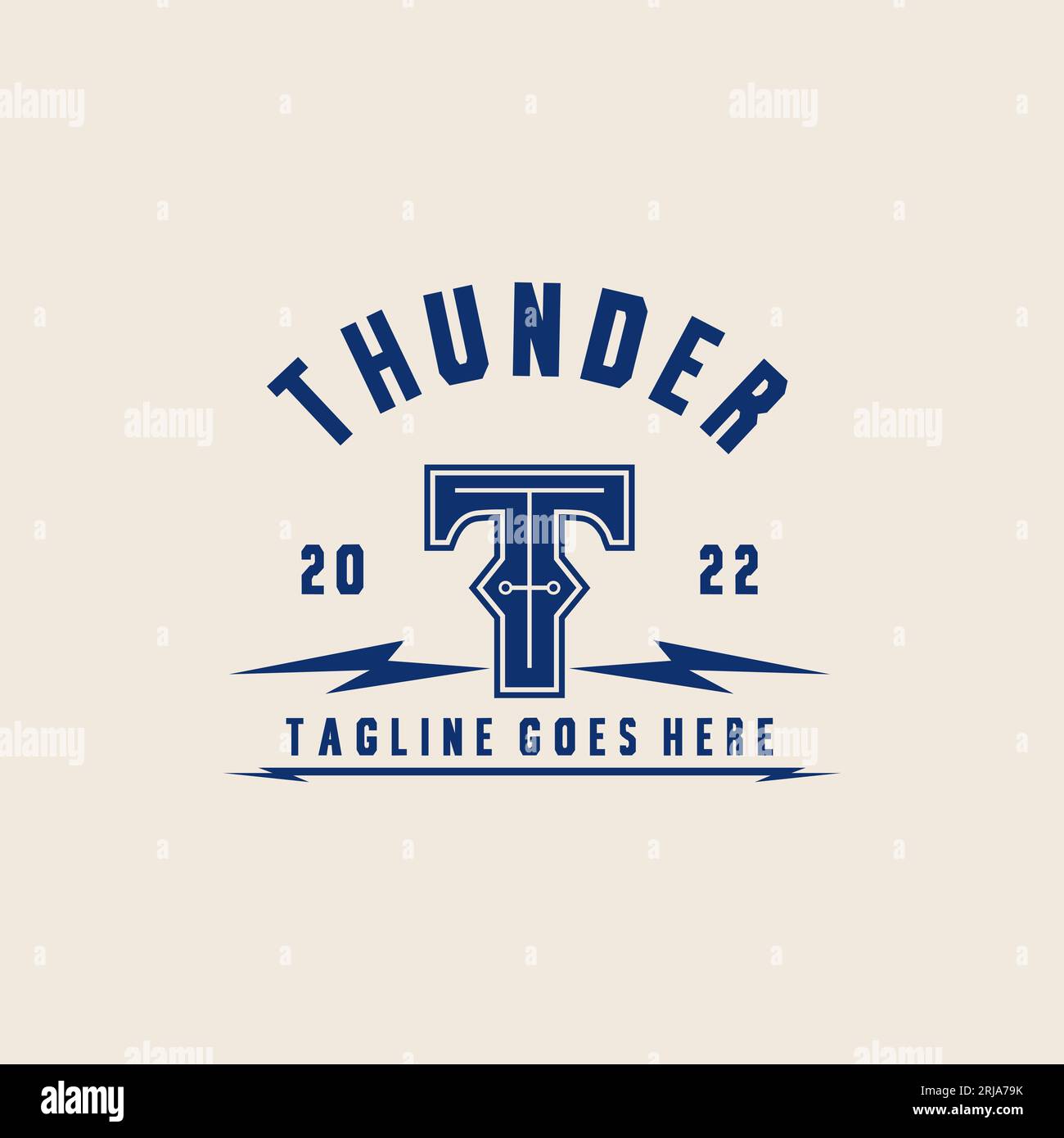 Initials T Thunder Logo With Lightning Ornament Stock Vector Image ...