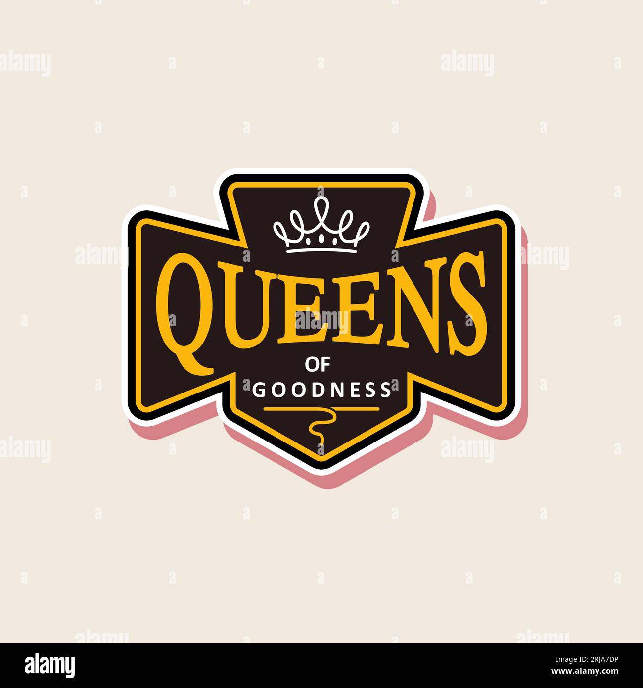 Queen Shield Logo With Crown Icon In Medieval Style Vector Design ...