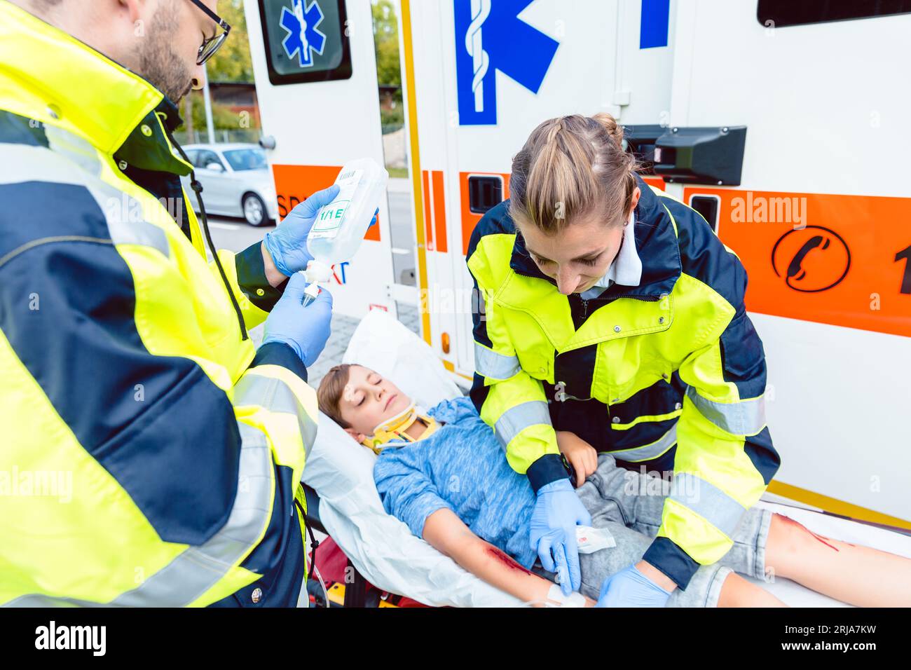 Child in first aid uniform hi-res stock photography and images - Alamy